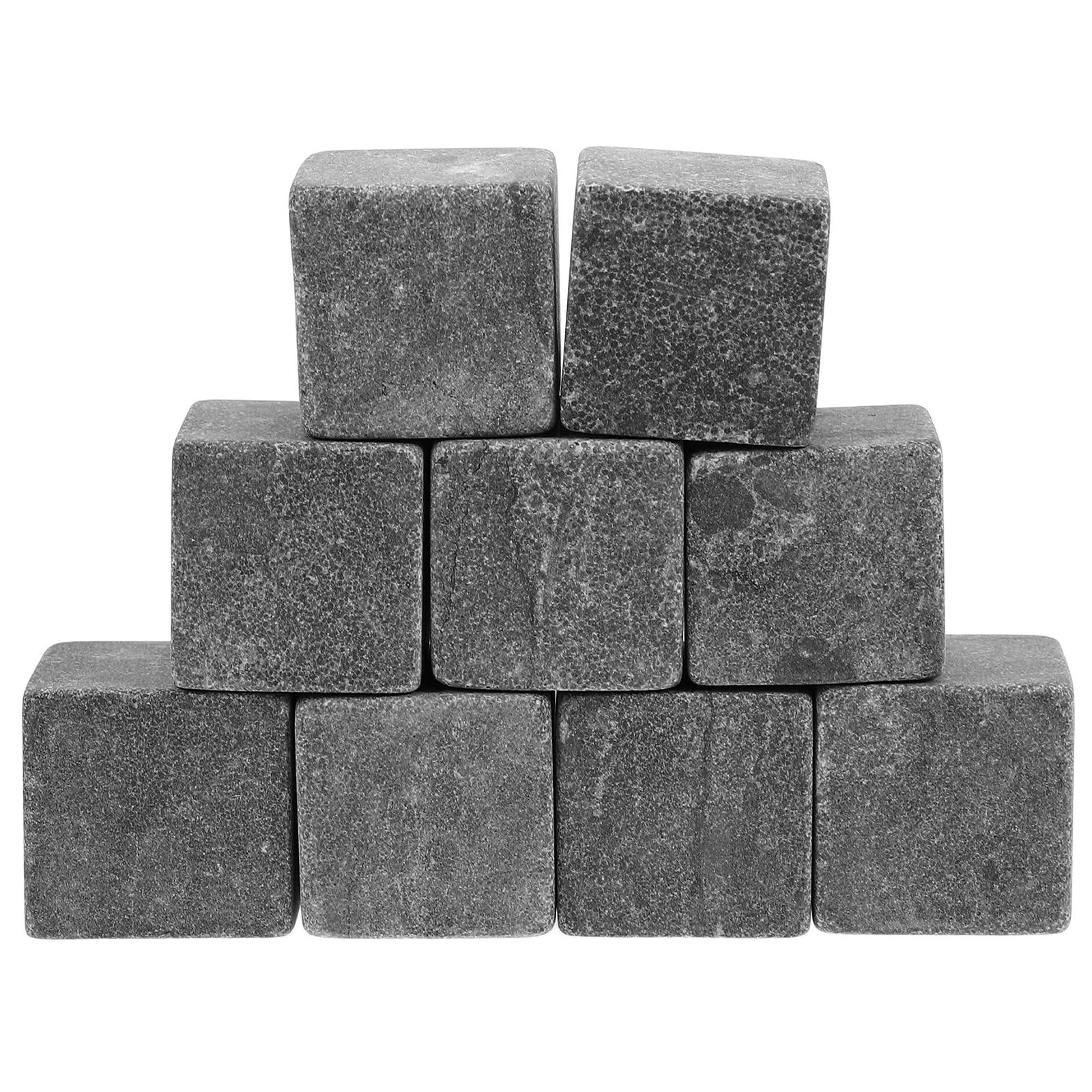 WASHWEPE 9 Reusable Black Granite Stone Ice Cubes for Whiskey and Set ...