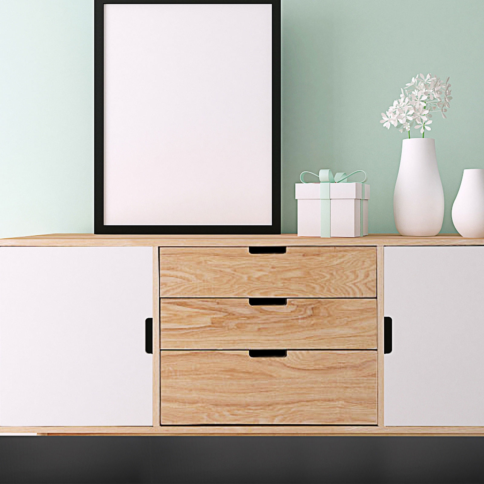 WASHWEPE Bed Gap Blocker 1 Set Under Sofa Toy Blocker Black PVC Flat ...