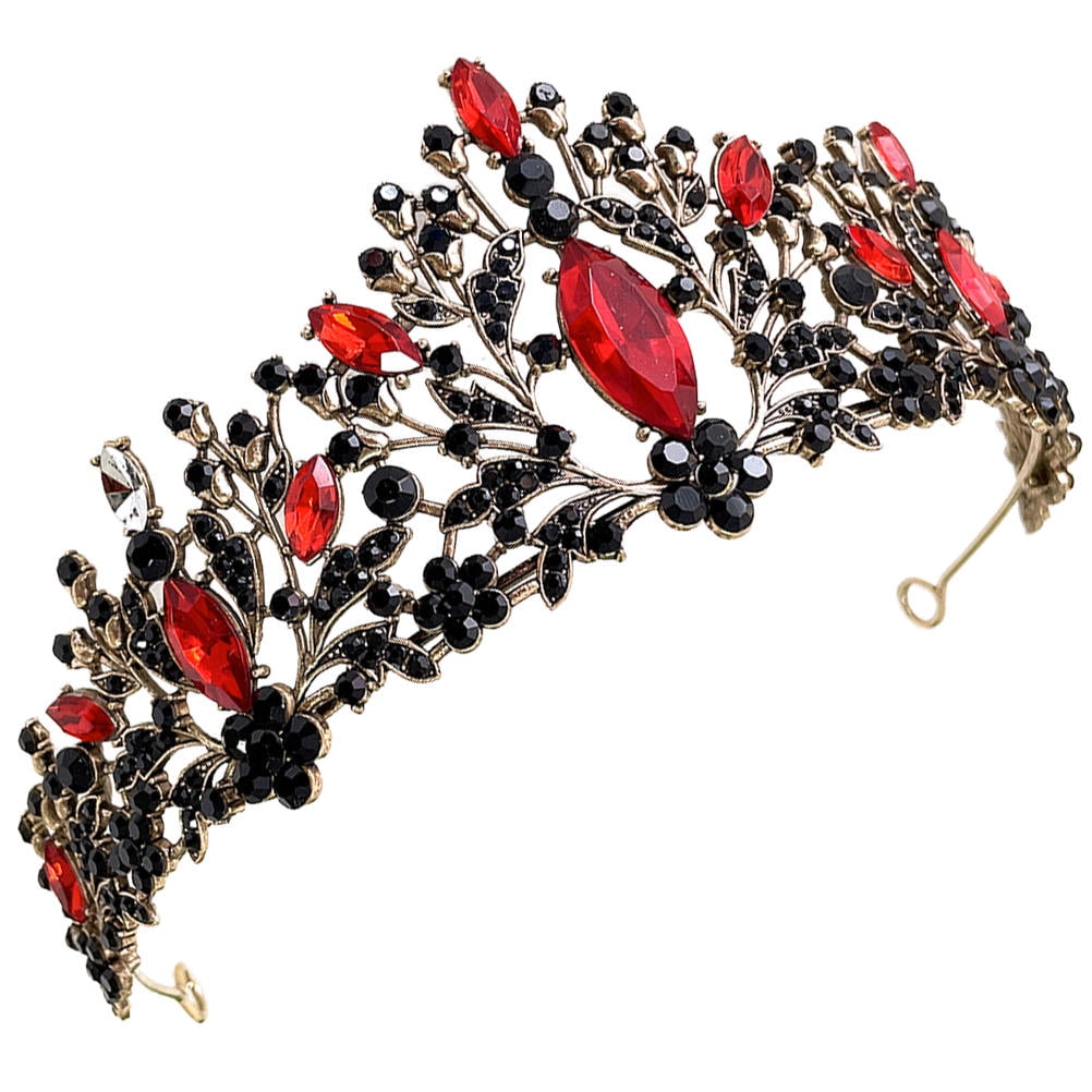 WASHWEPE Bridal Tiara Rhinestone Crown Red Crown Shape Zinc Alloy ...