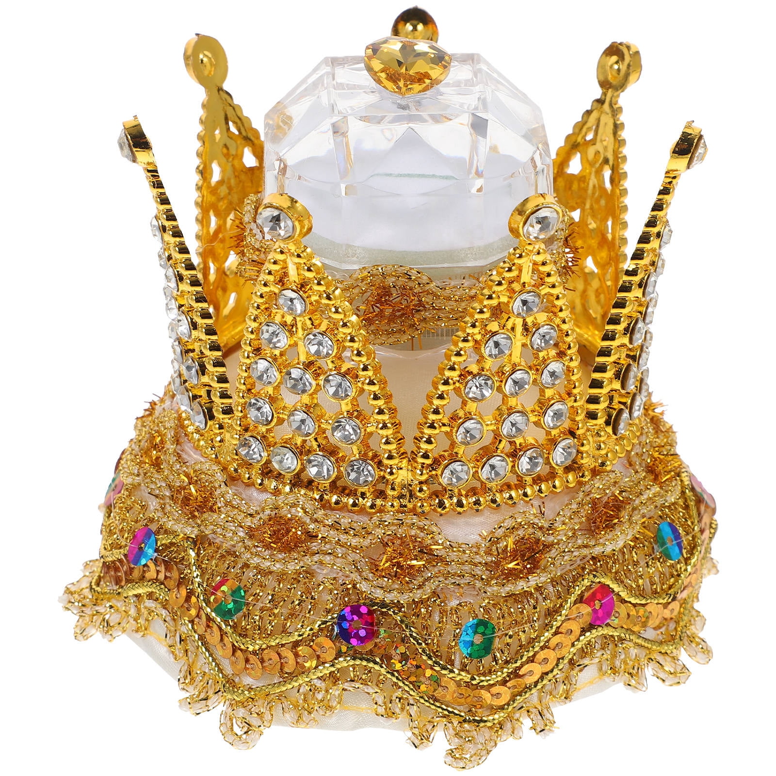 WASHWEPE Crown Shaped Ring Box In Golden Color With Pu Satin Material ...