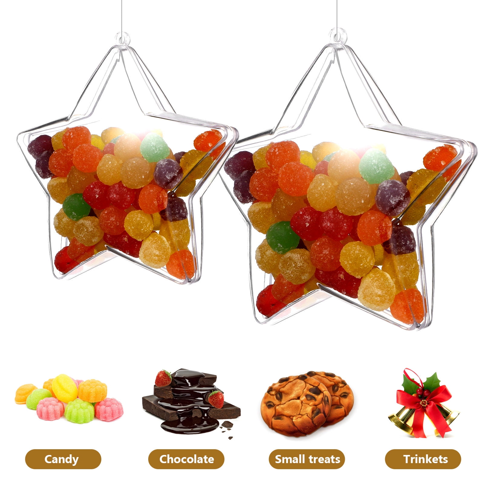 WASHWEPE Diy Fillable Stars Transparent Plastic Star Shaped Fillable ...