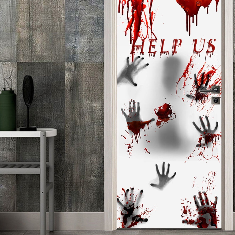 WASHWEPE Door Decal Bloody Handprint PVC Sticker 1Pack for Friends ...