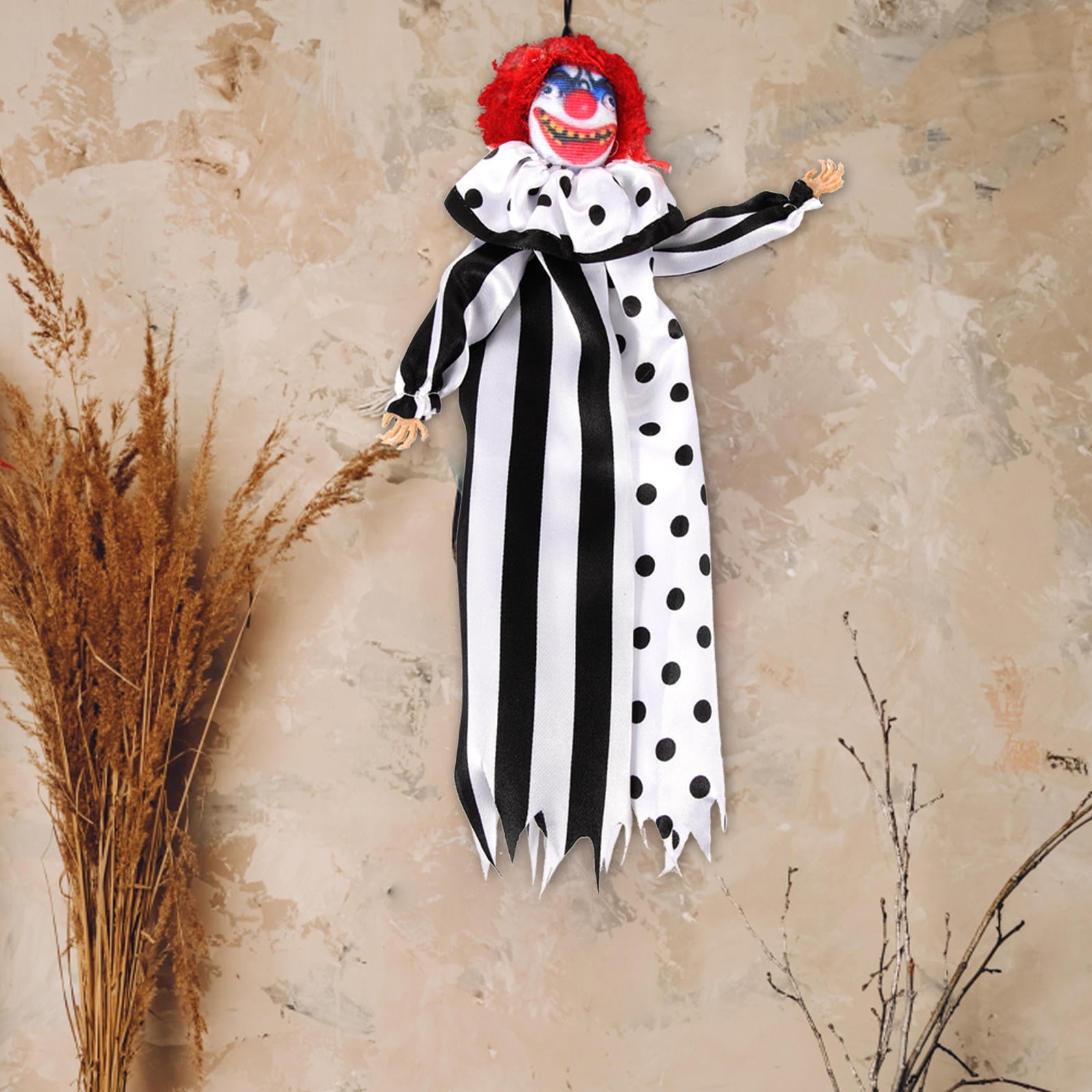WASHWEPE Hanging Clown 1Pack in Black Cloth for Spooky Home and ...