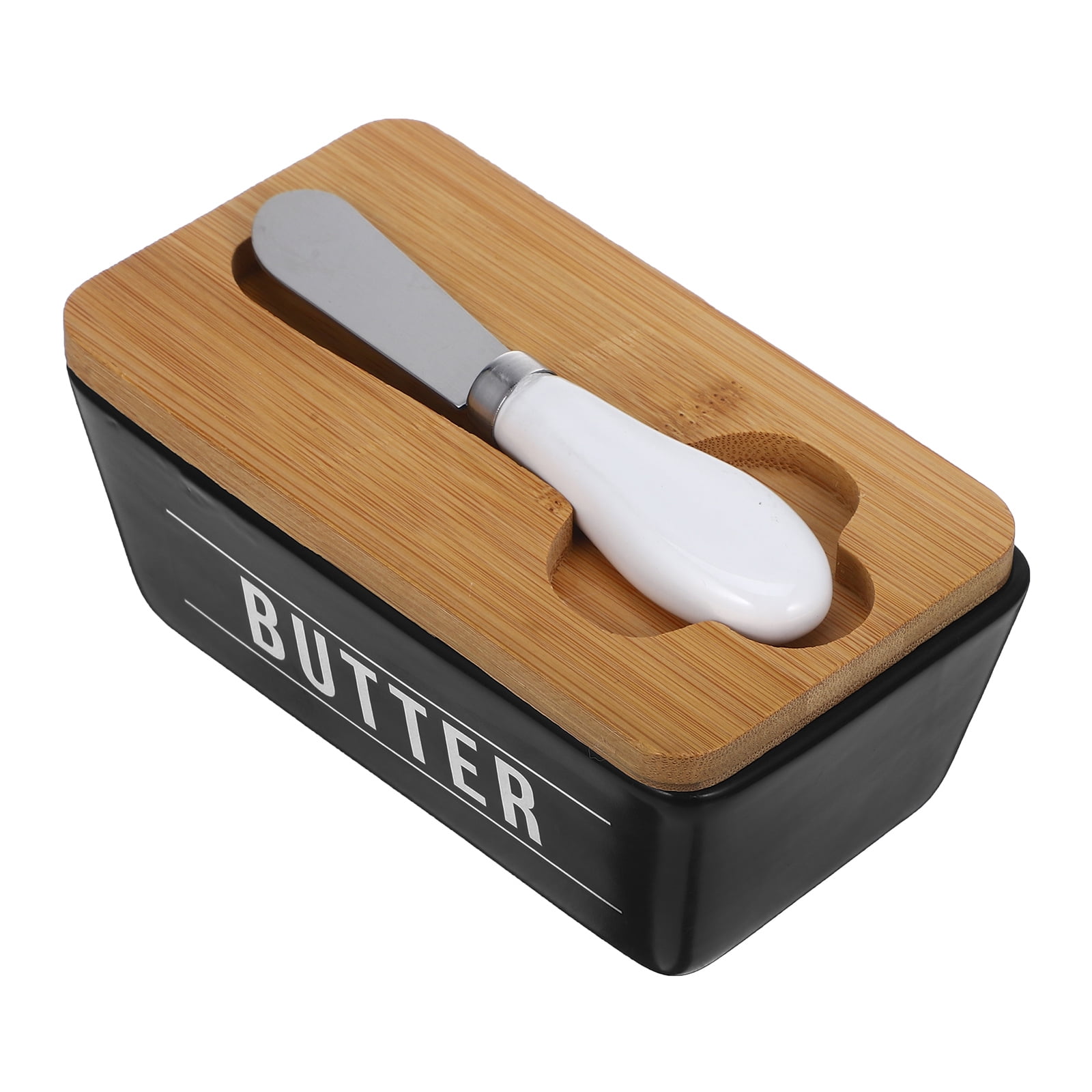 WASHWEPE Household Butter Box with Cutter 1 Set Black Rectangular ...