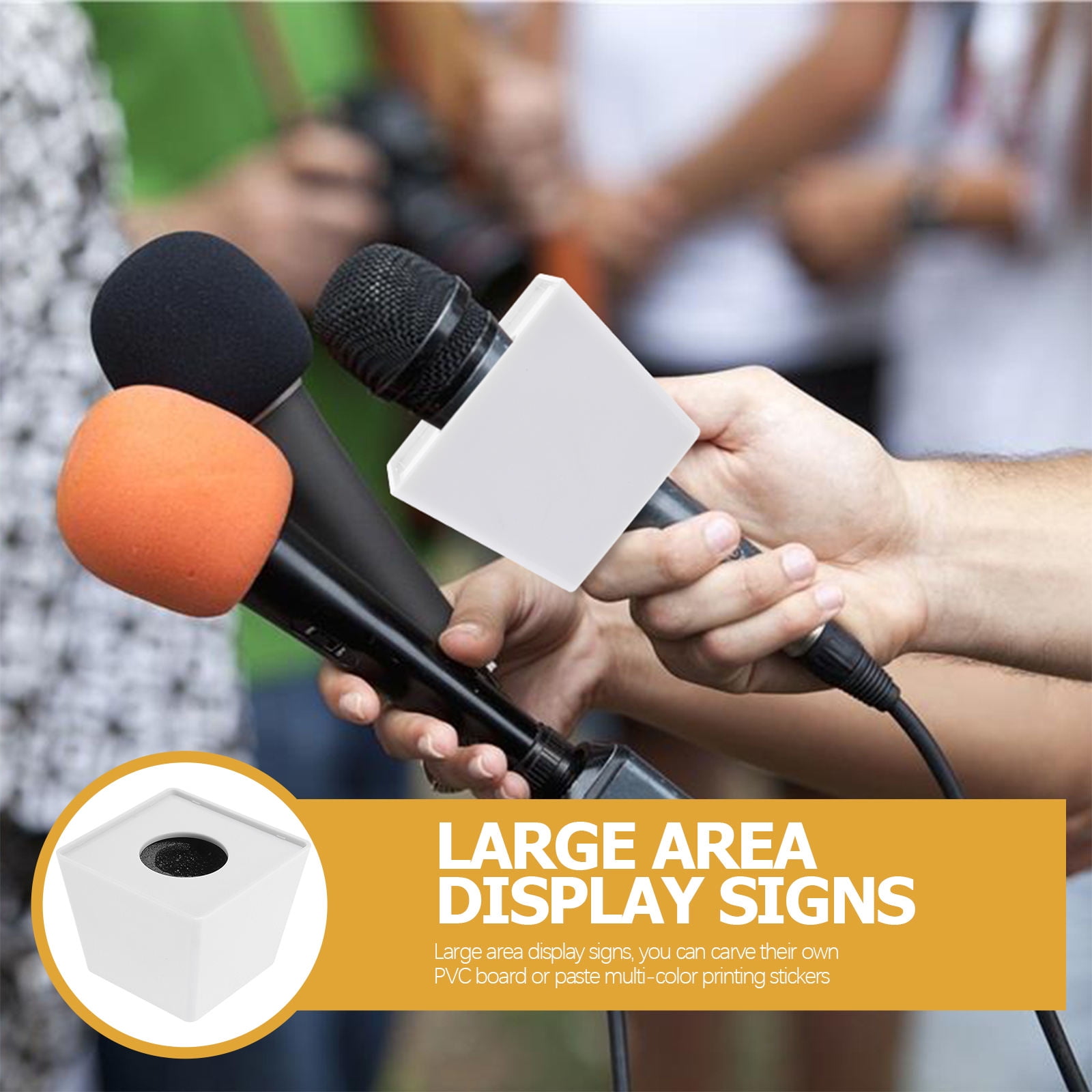 WASHWEPE Mic Logo Cube 1Set Microphone Stand For Interviews Press ...