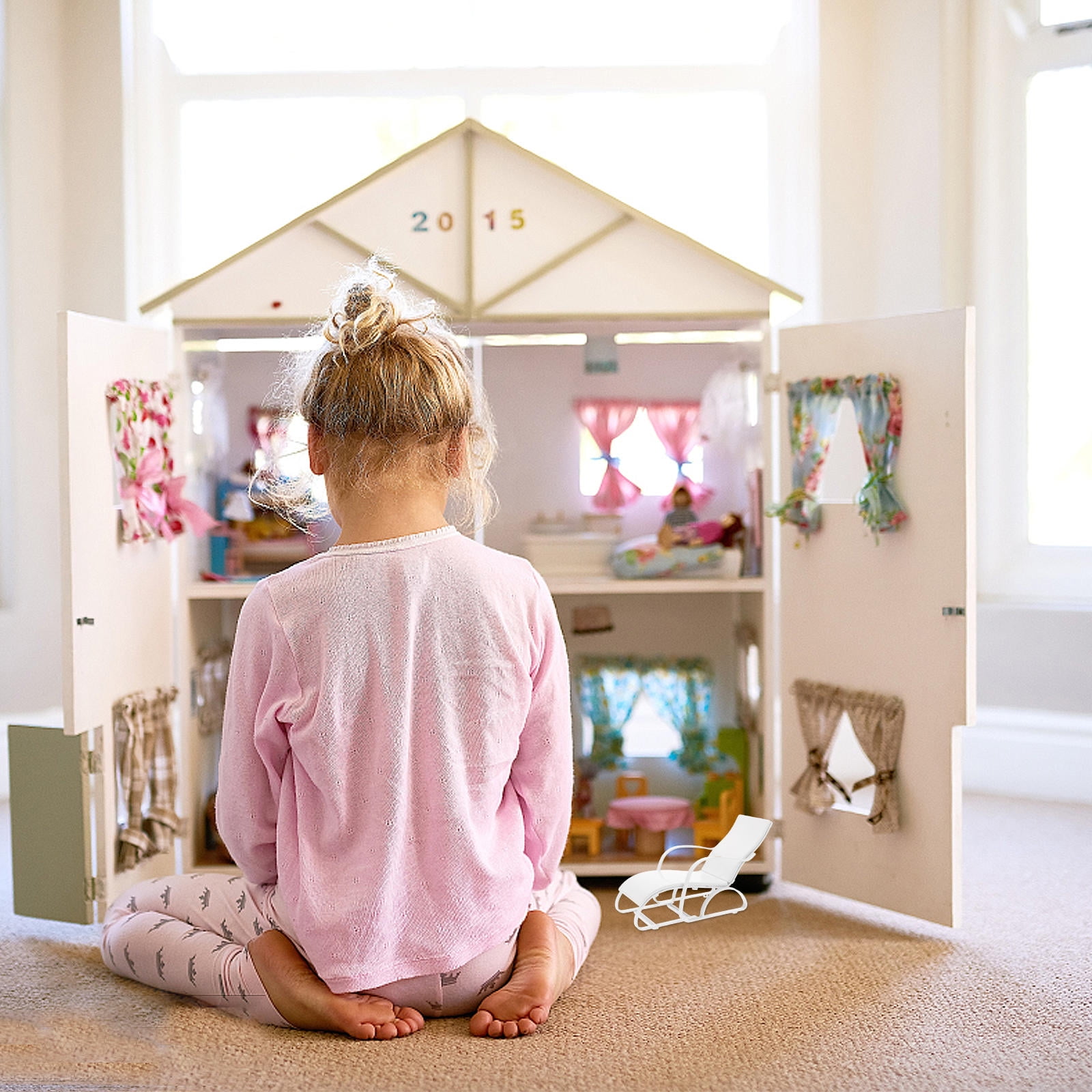 WASHWEPE Miniature Beach Chair 1Pcs for 11.5 Inch Dolls White Pvc ...