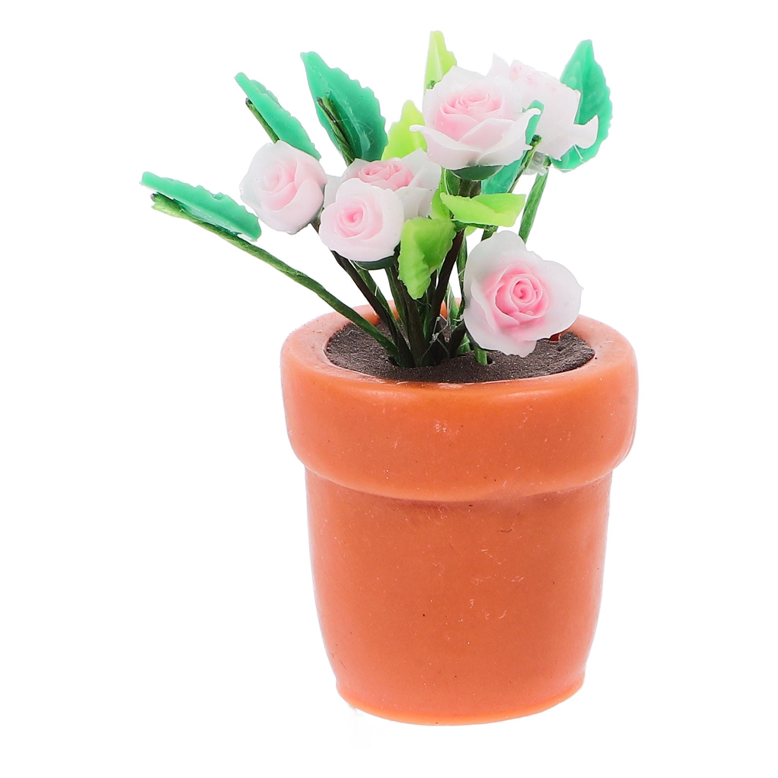 WASHWEPE Miniature Rose Bonsai Dollhouse Craft With Simulation Potted ...