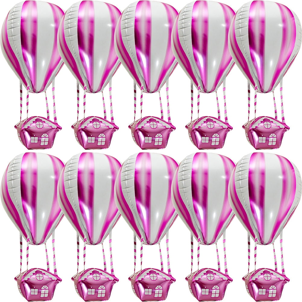 WASHWEPE Pink Birthday Ballons 10Pcs Hot Air Balloon Shape Aluminum ...