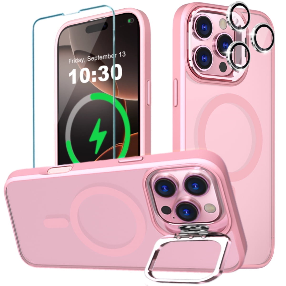 WATEFULL for iPhone 16 Pro Max MagSafe Stand Case Sturdy Metal Camera Stand Ring, Ultra Magnets ...