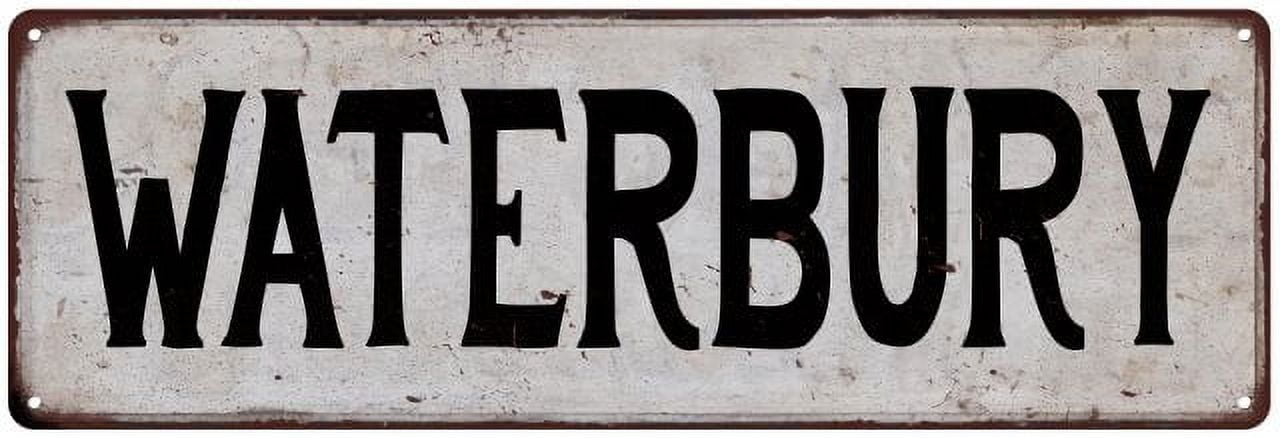 WATERBURY Vintage Look Rustic Metal 8x24 Sign City State 108240041256 ...