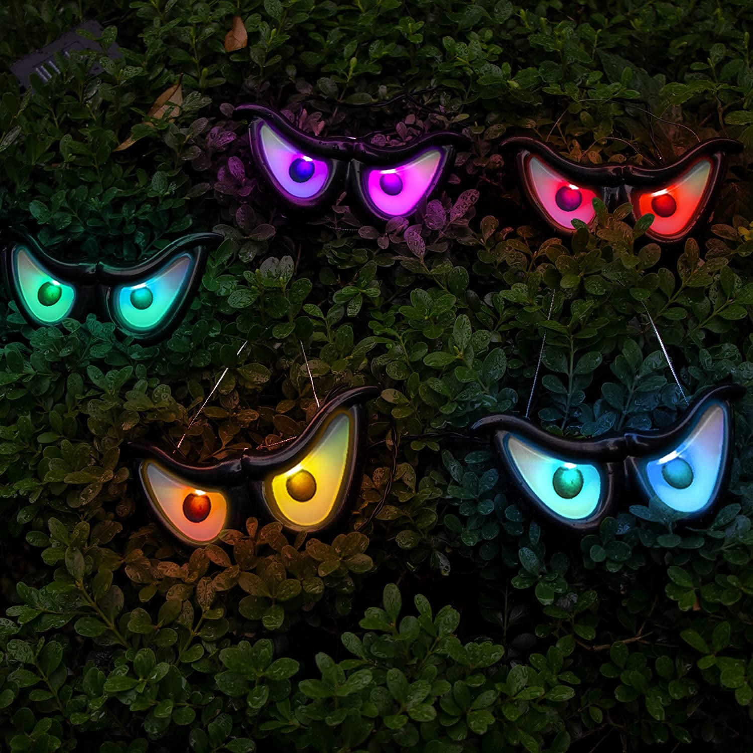 WATERGLIDE Halloween Flashing Spooky Eyes Lights, 5 Pairs Battery ...