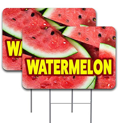 WATERMELON 2 Pack Double-Sided Yard Signs 16" x 24" with Metal Stakes ...