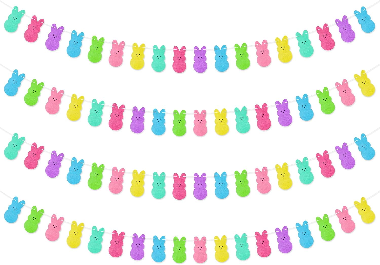 WATINC 4pcs Easter Bunny Peeps Garland Decoration, Colorful Felt Rabbit ...