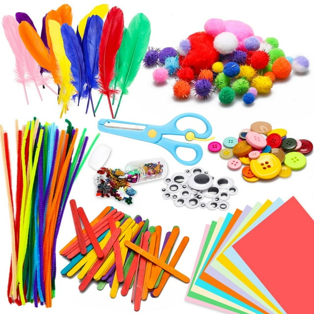 WATINC DIY Art Craft Kit for Kids Creative Pompoms Pipe 800Pcs ...