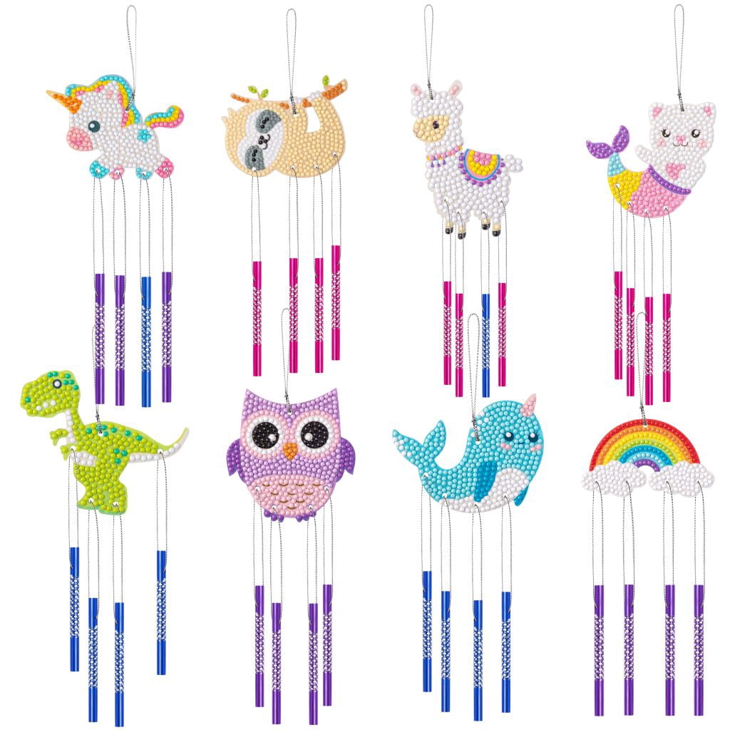WATINC Diamond Painting DIY Wind Chimes 5D Dolphin Unicorn 8Pcs ...