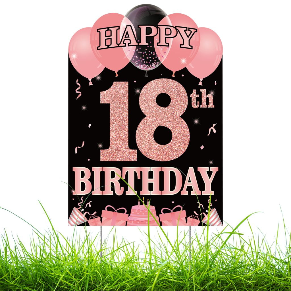 WATINC Happy 18th Birthday Yard Sign Double Sided Printing Large ...