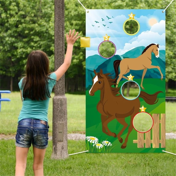 Horse Toss Game with 4 Fabric Bean Bags for Outdoor Party Game ...