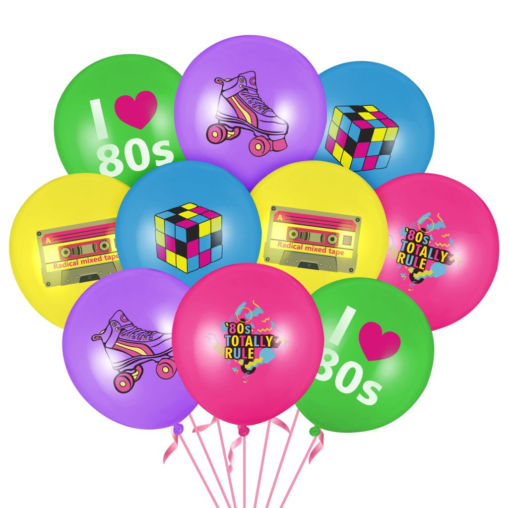 WATINC I Love 80s Latex Balloons Set for 1980s Retro Party Decor Mixed ...