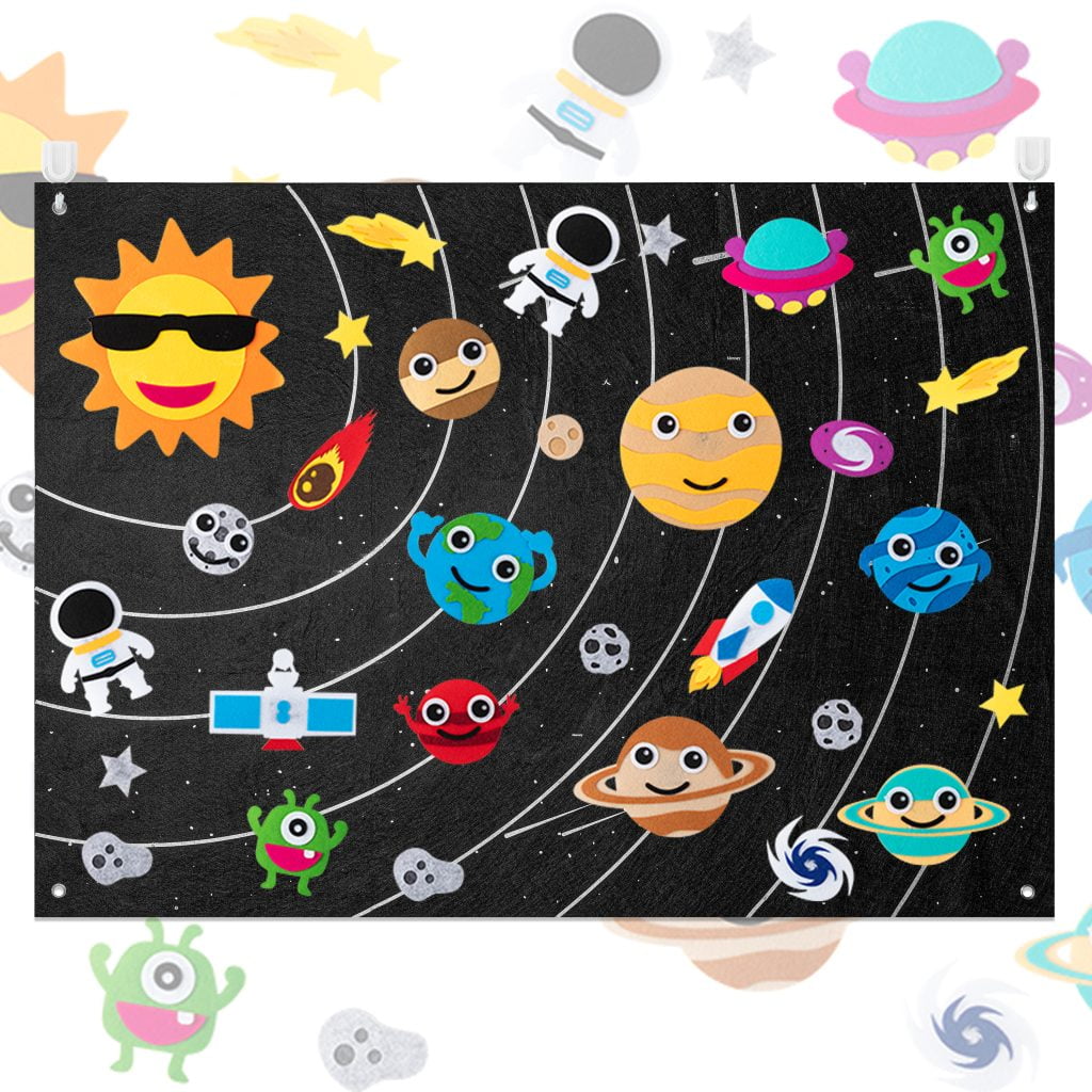 WATINC Outer Space Felt Board Story Solar System Universe 35Pcs ...