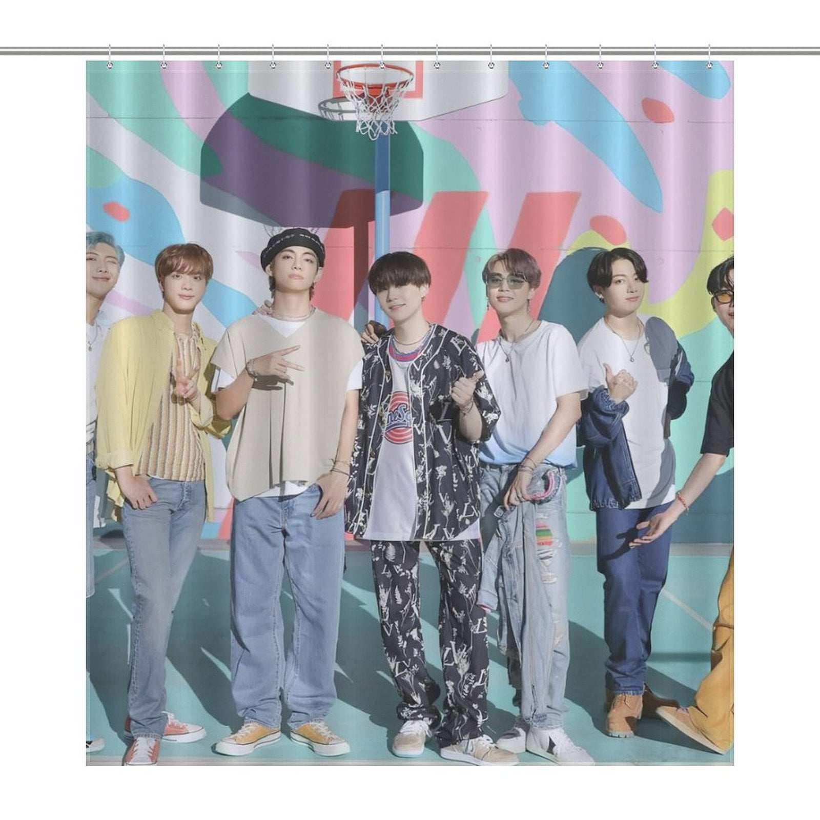 WAUOEMY BTS Shower Curtain with Non-Slip Washable Fabric for Bathroom Hotel Bathroom Decor with ...