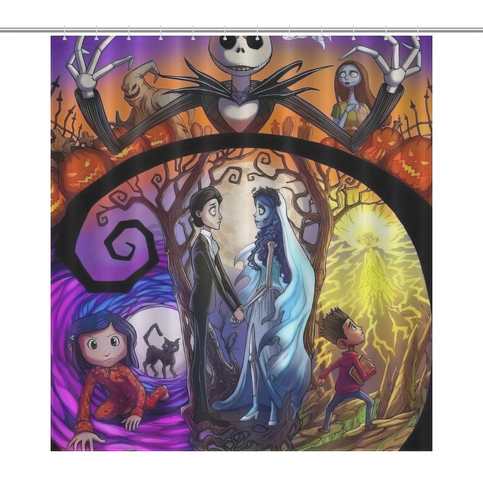 WAUOEMY Nightmare Before Christmas Jack Sally Funny Shower Curtain ...