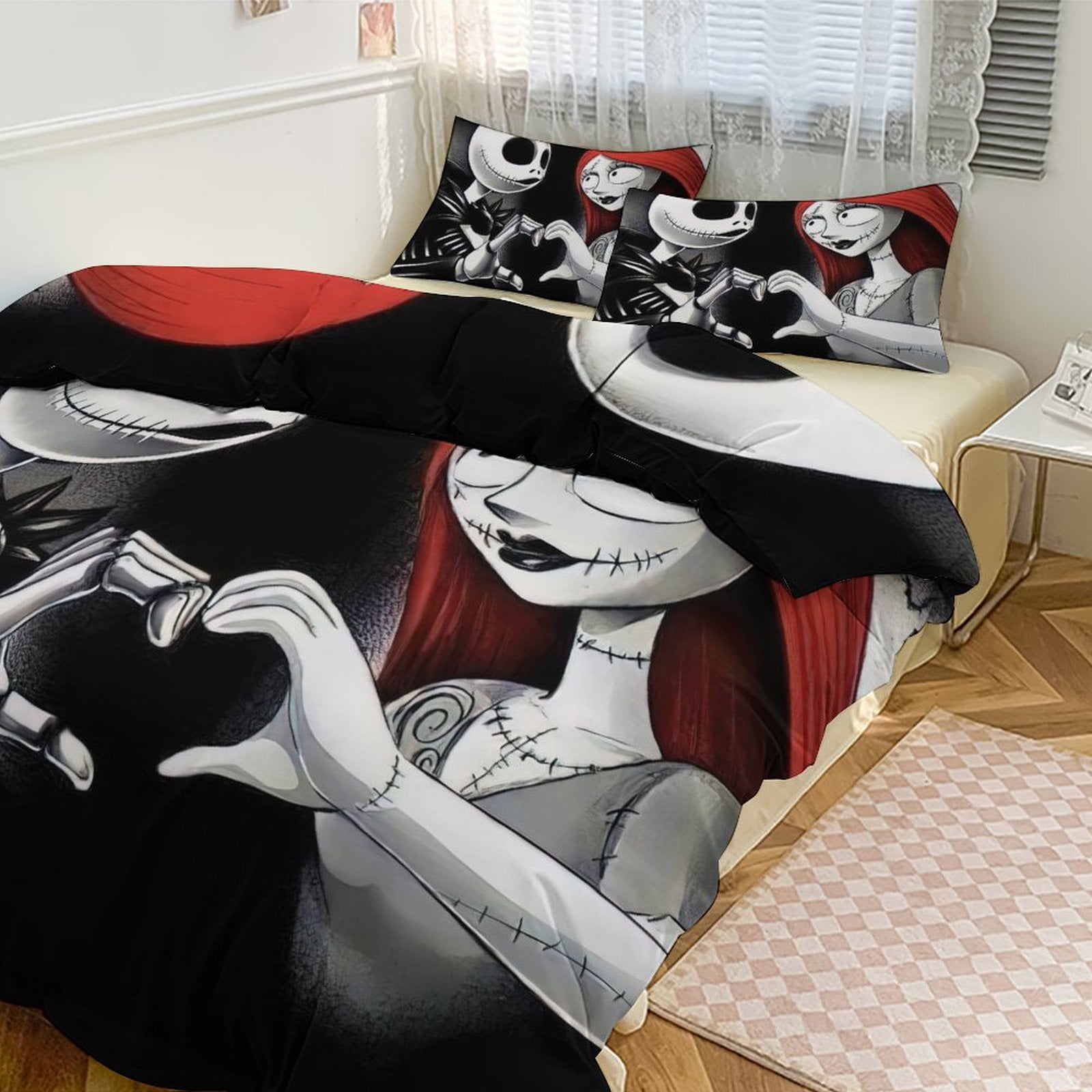 WAUOEMY Nightmare Before Christmas Jack Sally Comforter Bedding Set ...
