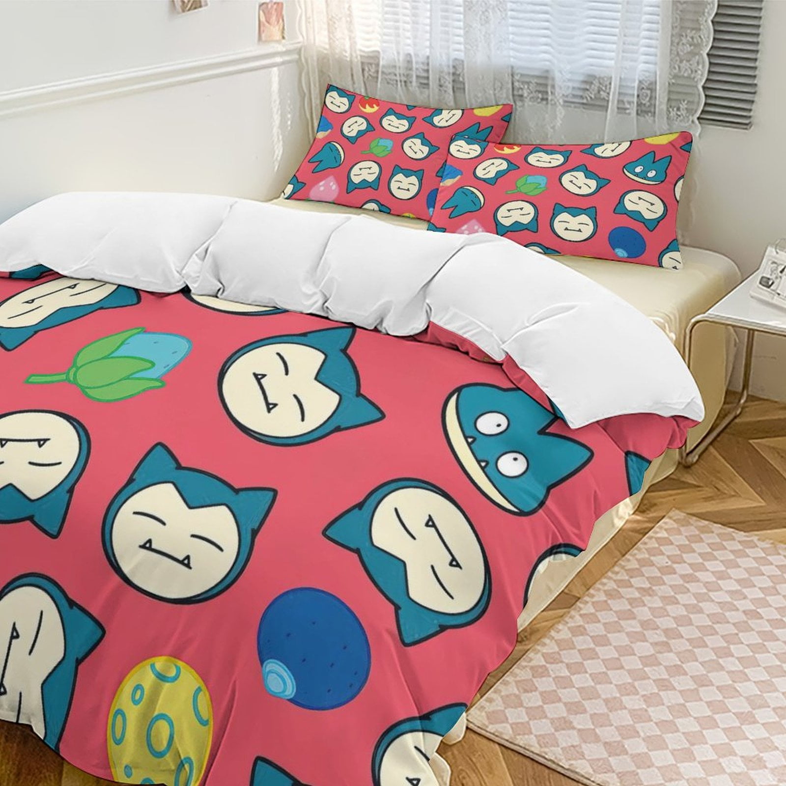 WAUOEMY Snorlax Comforter Bedding Set Cover 3 Piece with 2 Pillow Shams ...