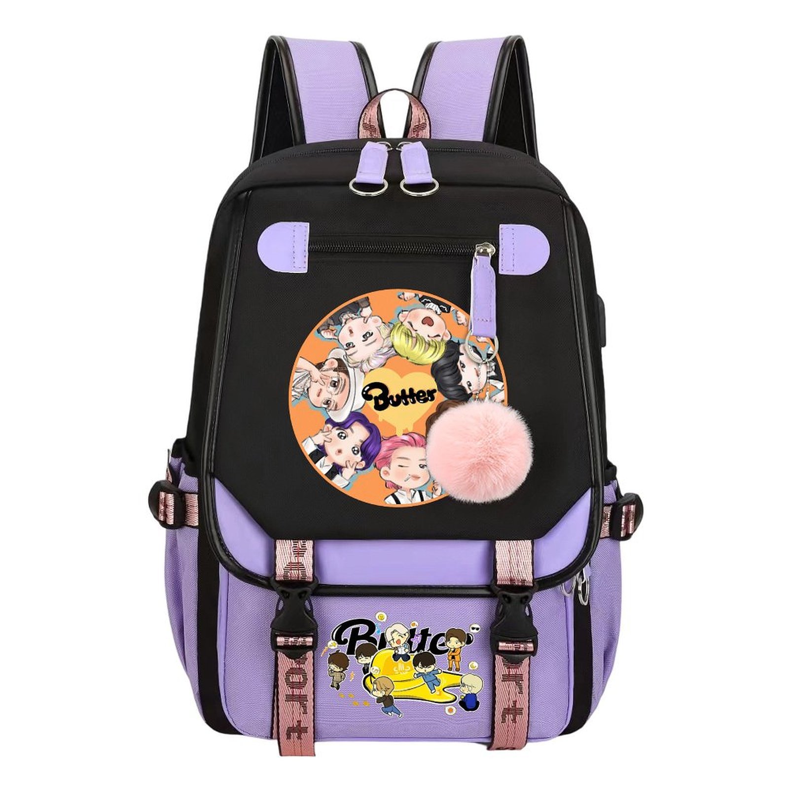 WAUOEMY Women K-POP BTS Merch Bt21 Cute Anime Backpack 2D Printed ...