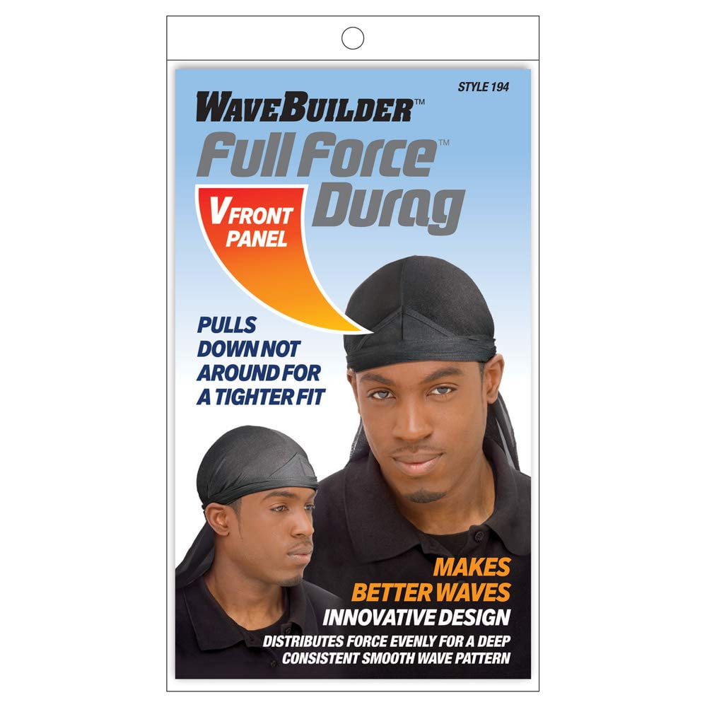 WAVEBUILDER Full Force Durag, V-Front Panel, Black - Walmart.com
