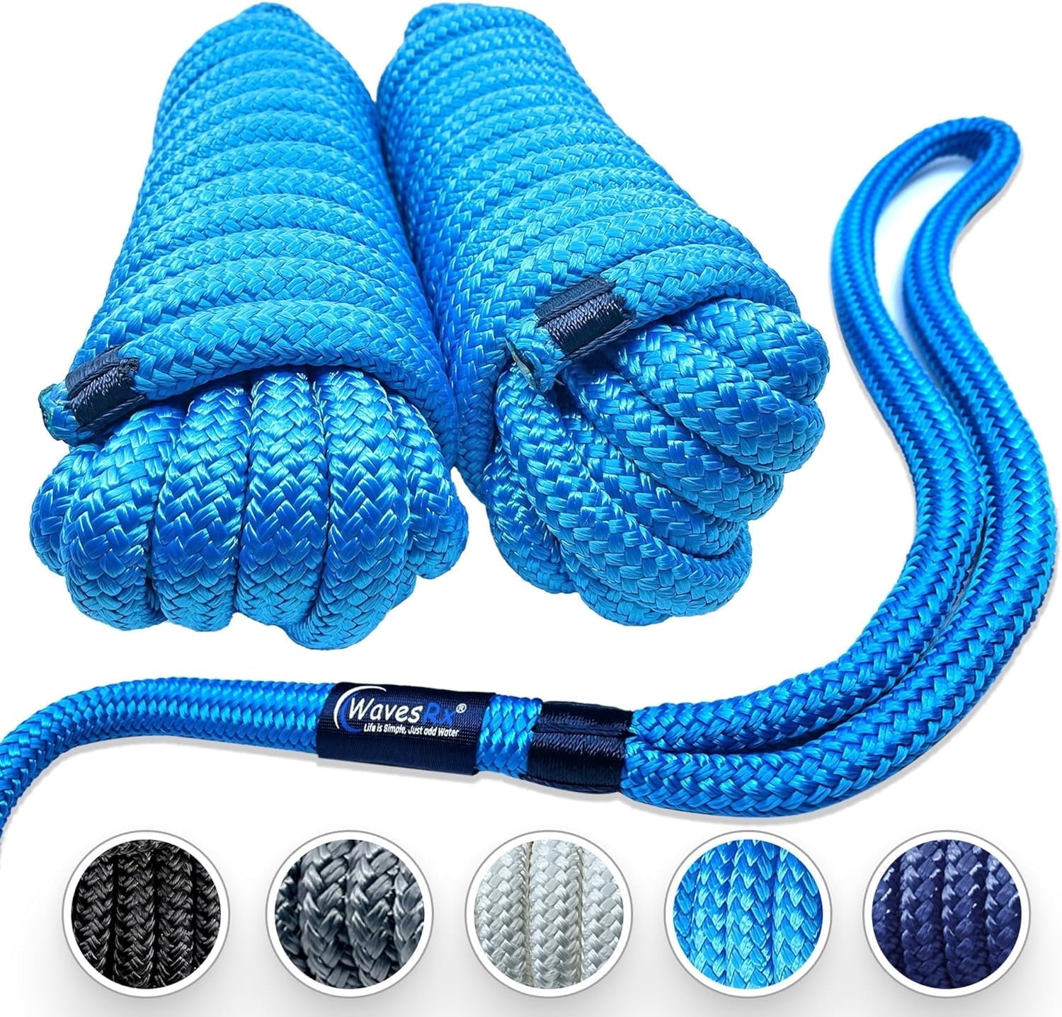 WAVESRX 1/2” x 20’ (2PK) High-Performance Dock Lines for Boats and ...
