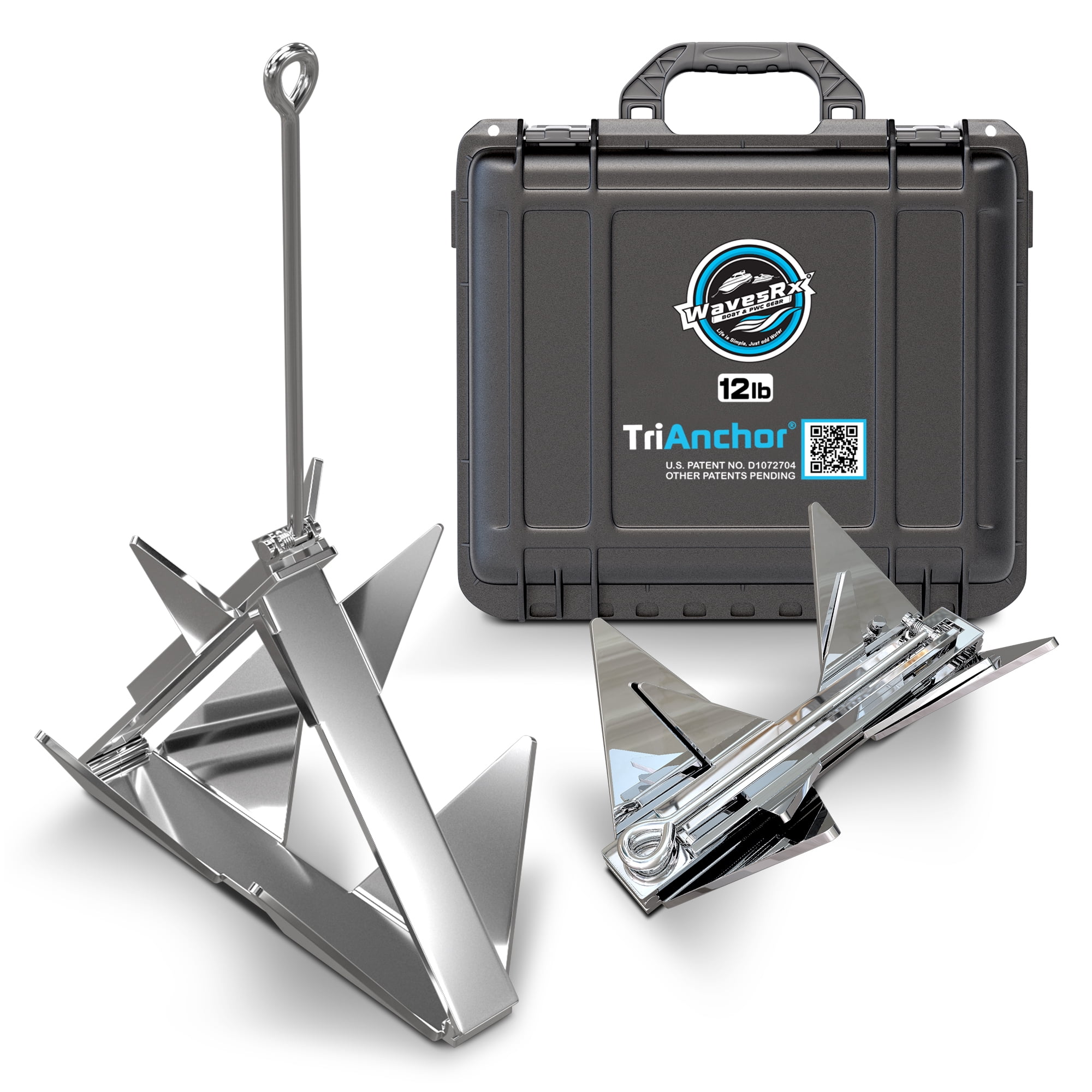 WAVESRX 12lb TriAnchor - Stainless Steel Folding Anchor for Boats ...