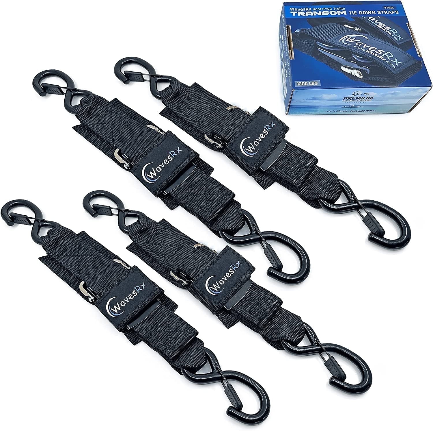 WAVESRX Marine Boat Trailer Transom Tie-Down (4 Pack) | Adjustable 2 ...