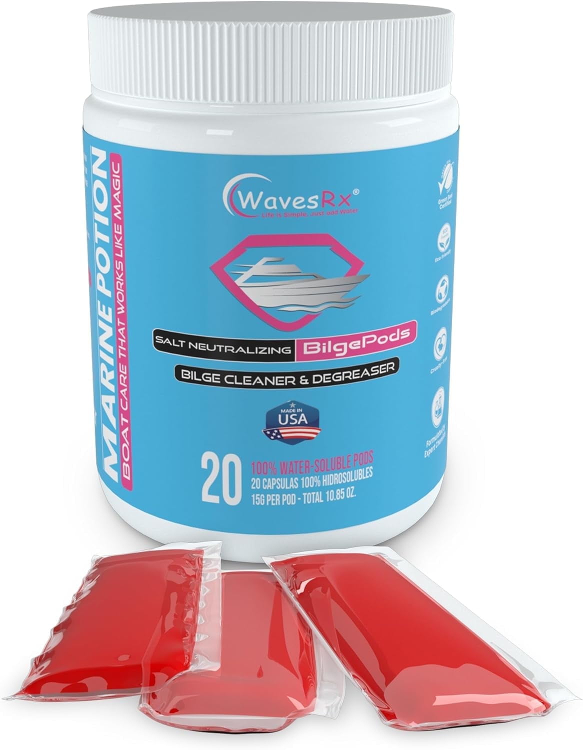 WAVESRX Salt Neutralizing BilgePods - Drop & Go Bilge Cleaner ...