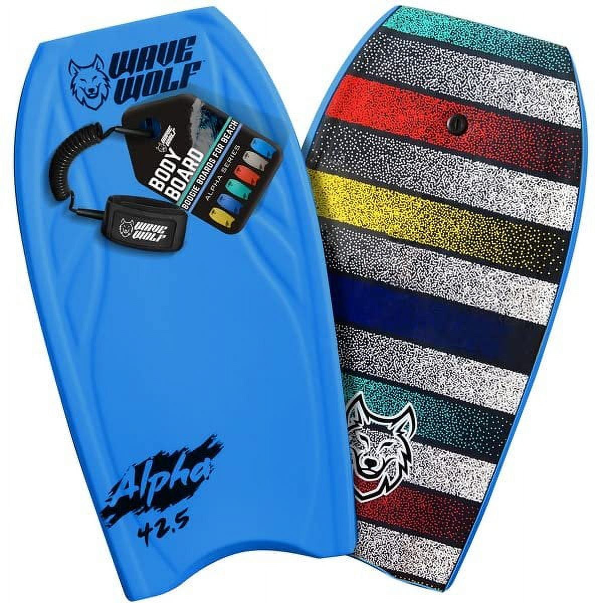 WAVEWOLF 42.5" Pro Body Board, Hard Bottom, Surf Boogie Board with ...