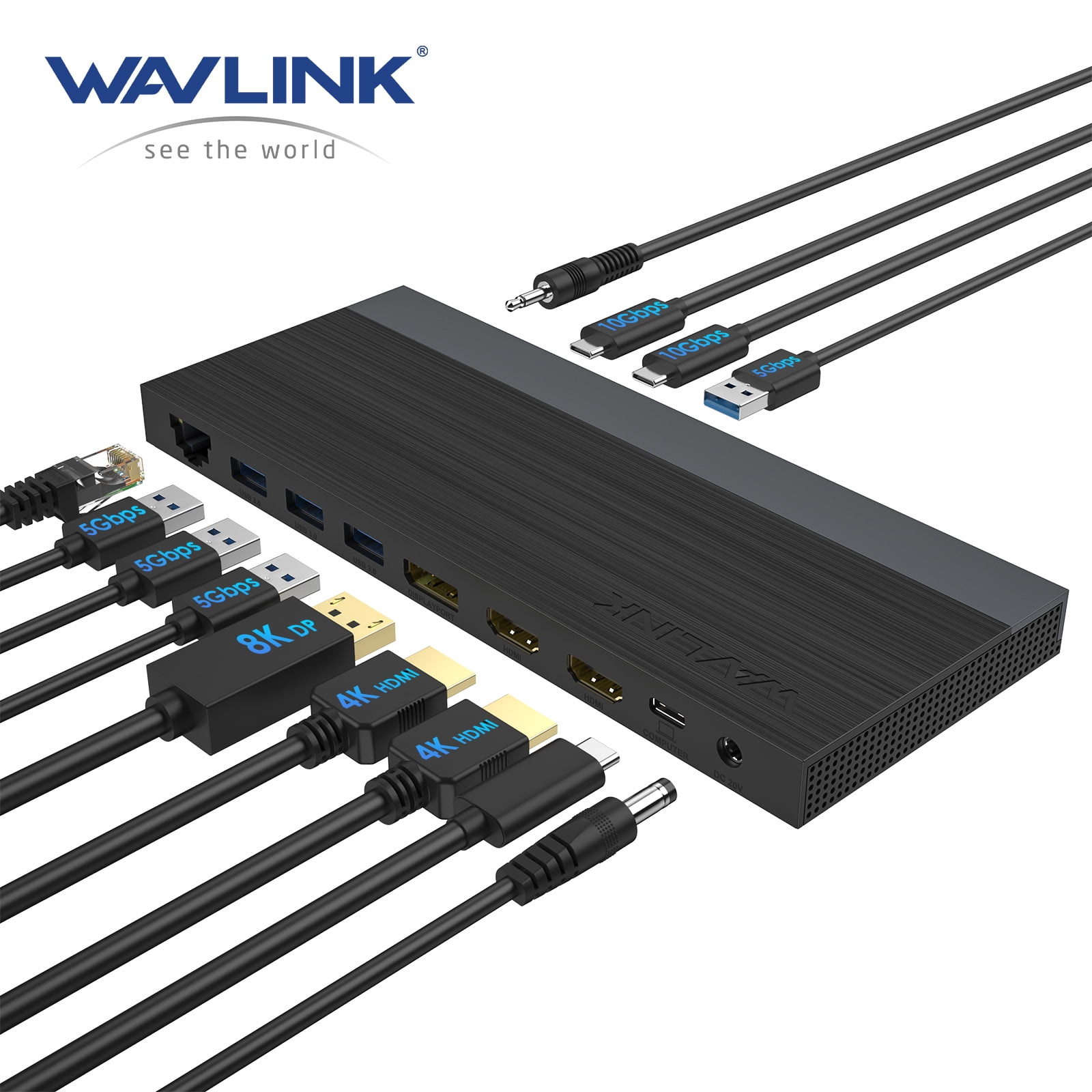 WAVLINK 13-in-1 USB C Triple Display Docking Station, Support 65W ...