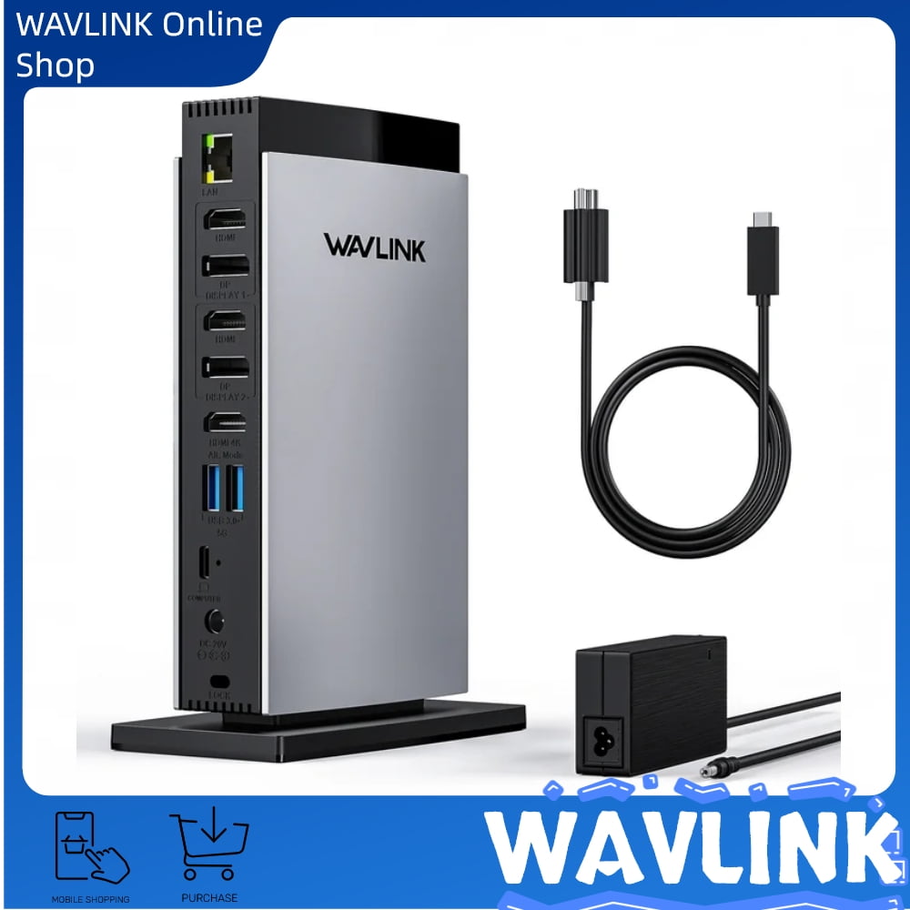 WAVLINK 15 In 1 Universal DisplayLink Docking Station, Triple 4K USB C ...