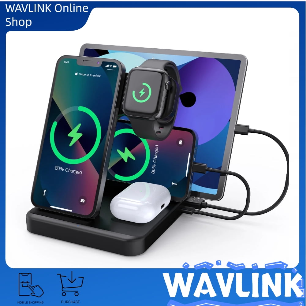 WAVLINK 5 in 1 Wireless Charger for Multiple Devices, 36W Fast Charging ...