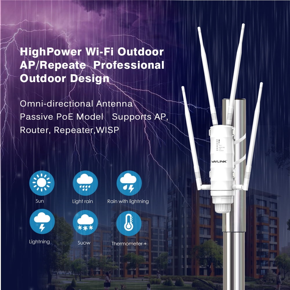 WAVLINK Outdoor WiFi Long Range Extender Wireless Dual Band 2.4G/5Ghz ...