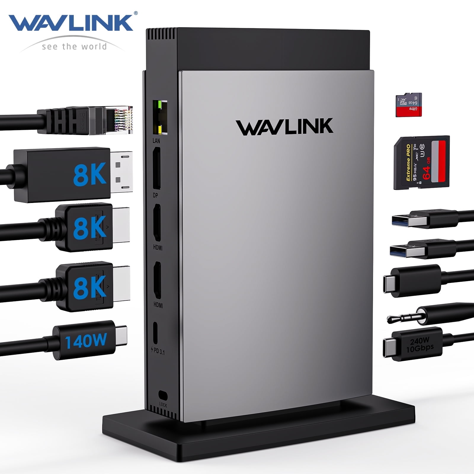 WAVLINK PD3.1 Triple Display USB C Docking Station with 140W Power, Triple Display Dock for M1 ...
