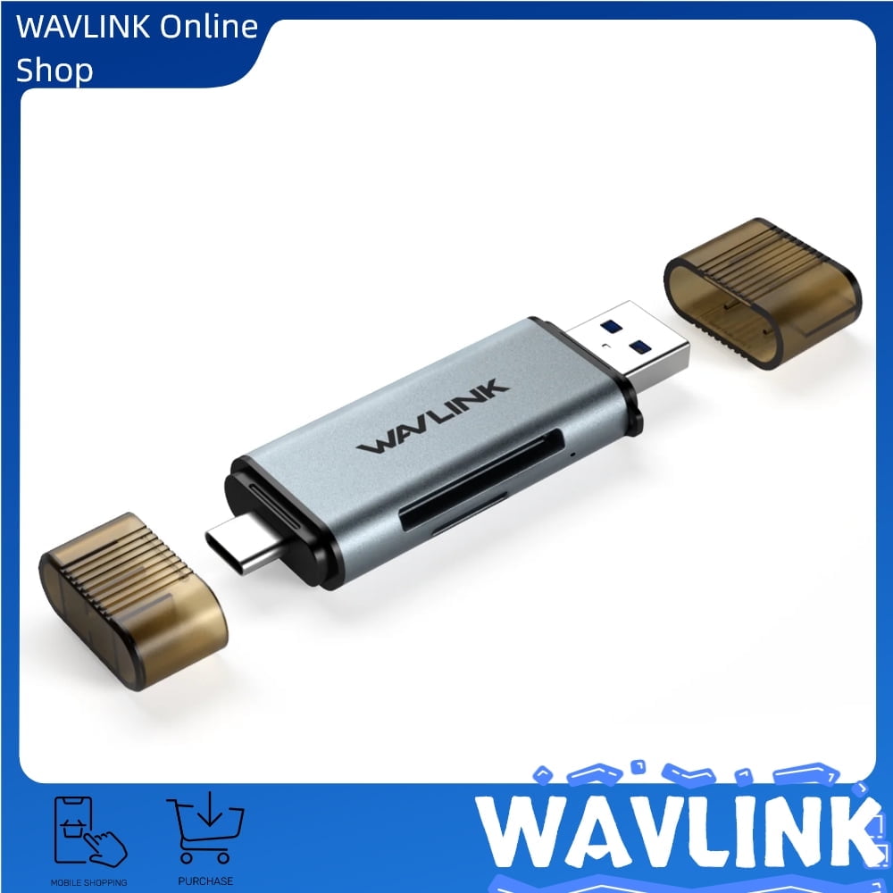 WAVLINK SD Card Reader, 2-in-1 USB C+USB3.0 TF Memory Card Reader ...