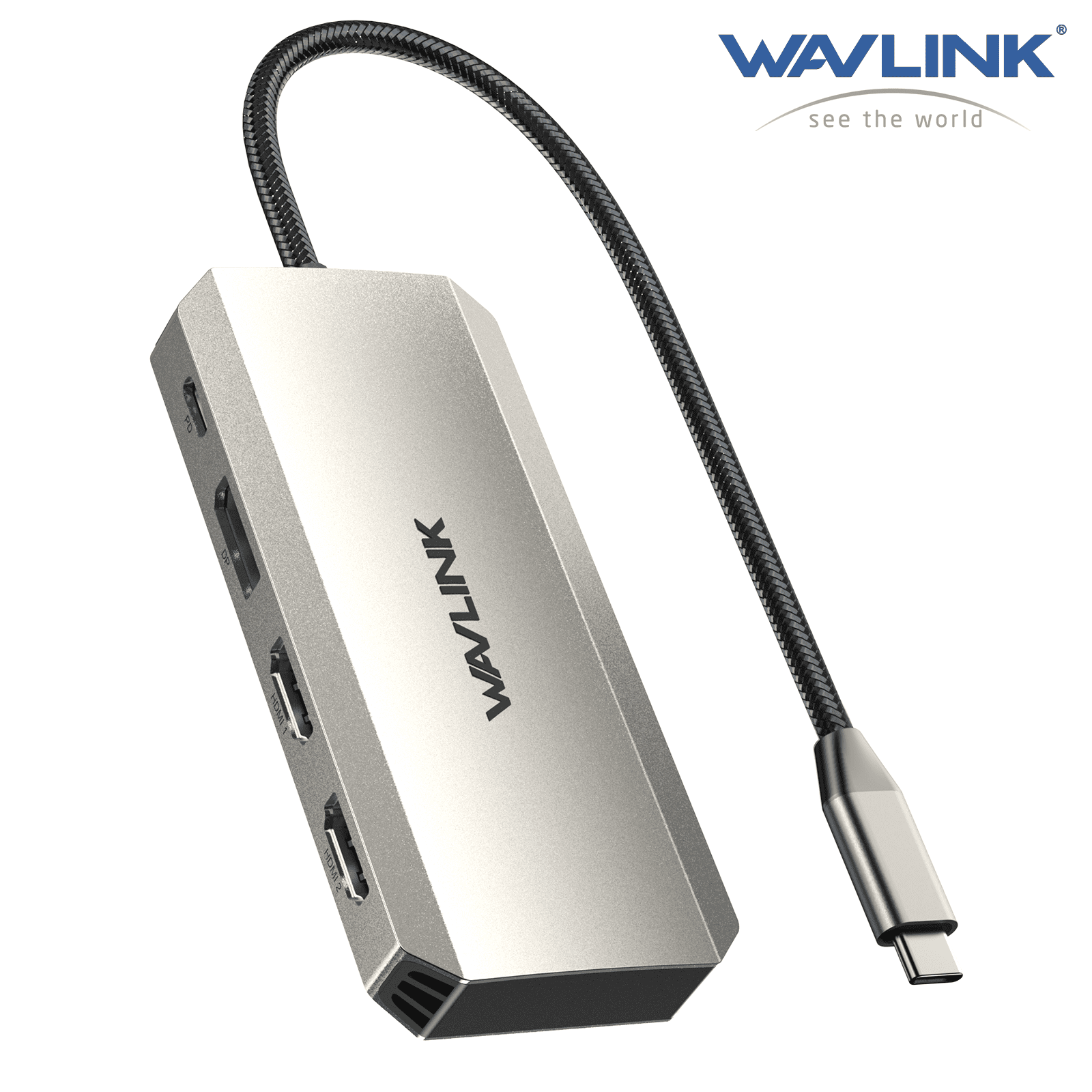 WAVLINK USB 3.0/USB C to DisplayPort and HDMI Adapter, Dual 5K@60Hz Monitor USB Dock with 95W ...