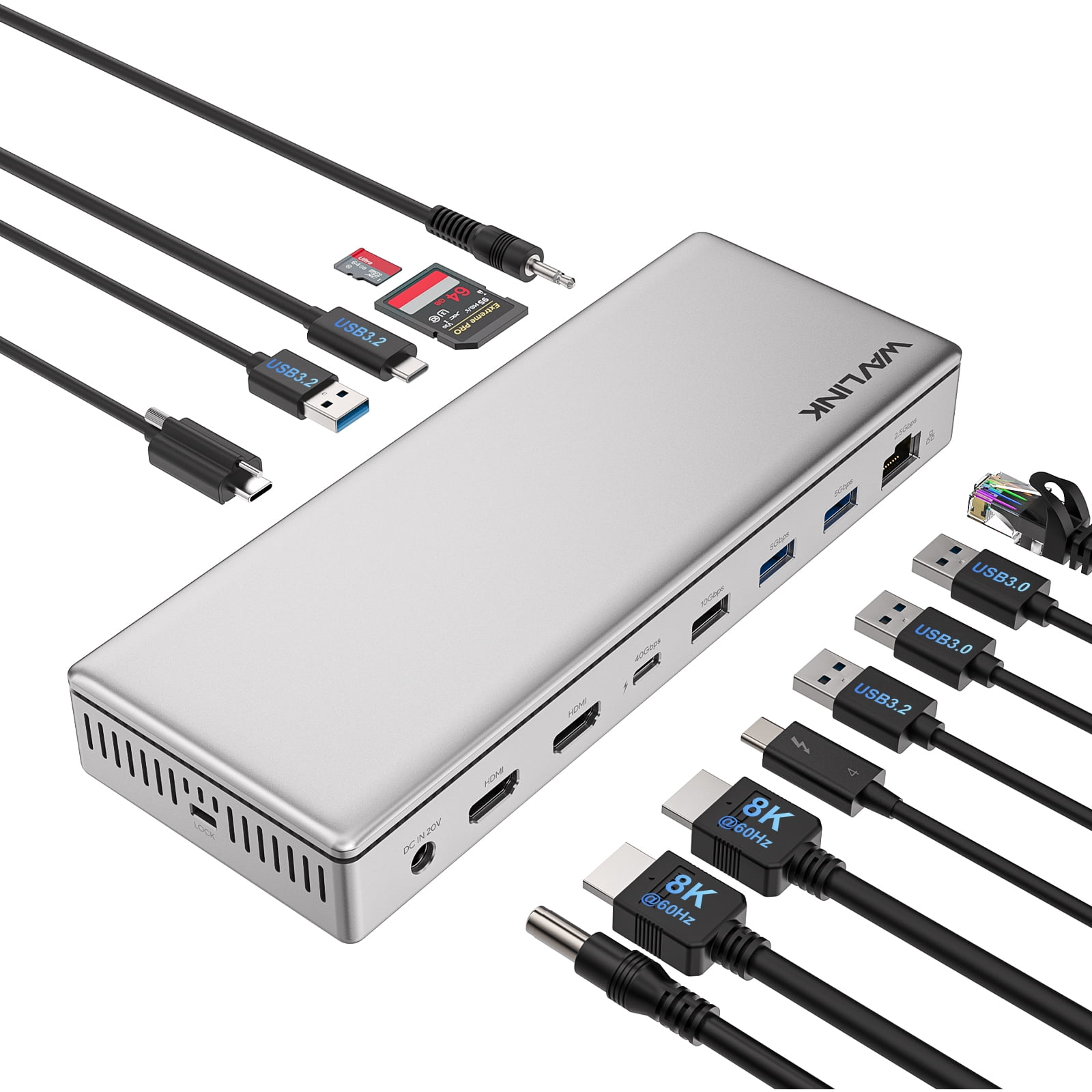 WAVLINK USB 4 Laptop Docking Station, 96W PD, Single 8K or Triple 4K ...
