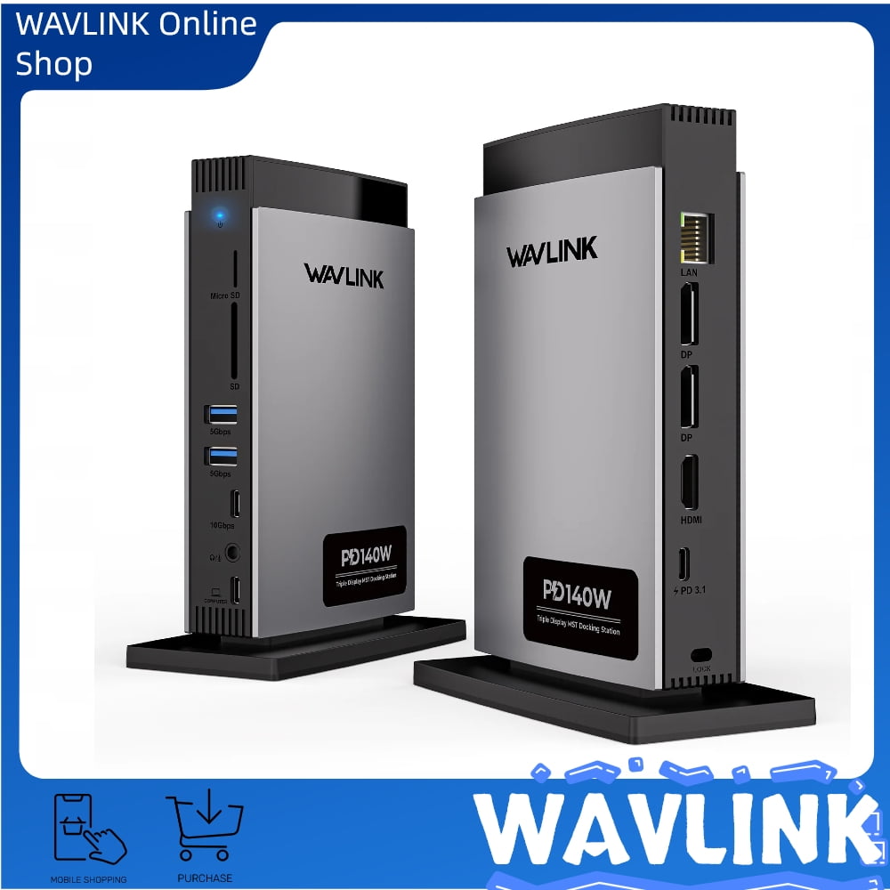 WAVLINK USB C Docking Station with 140W Power, PD3.1 Triple Display ,11 in 1 Triple Display Dock ...