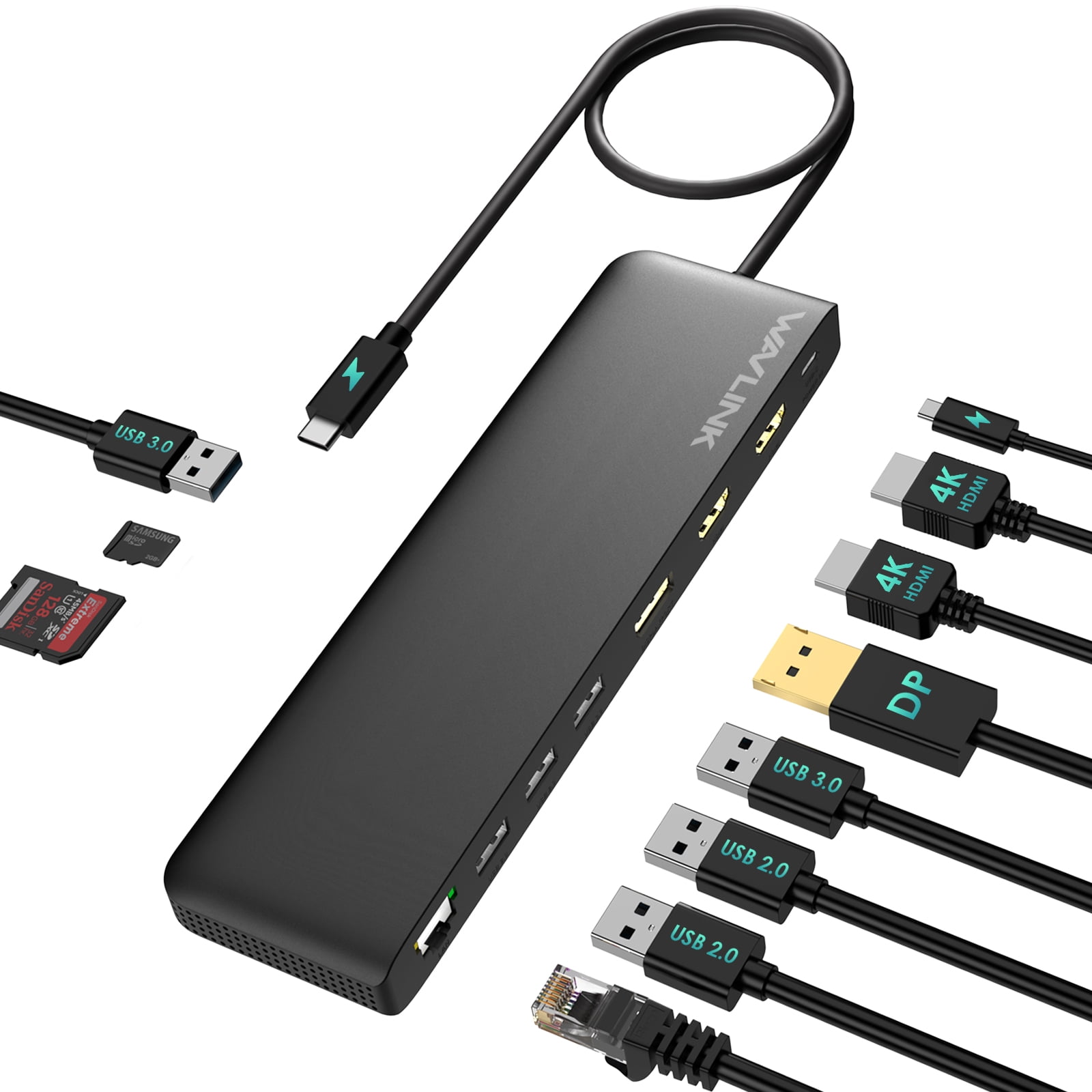 WAVLINK USB C 12-in-1 Docking Station, 4K@60Hz DisplayPort, HDMI, PD ...