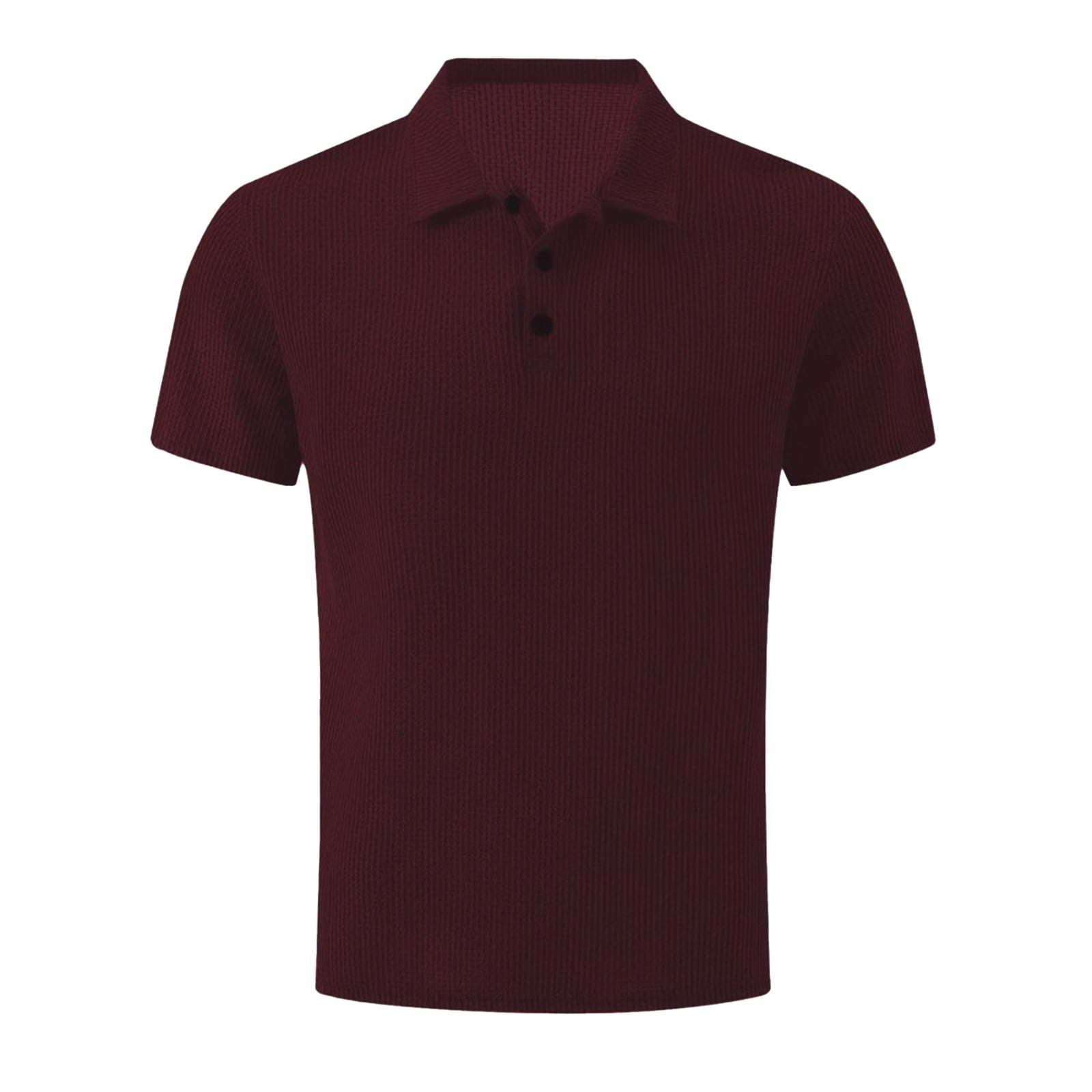 WAVSUF Lapel polo Shirt for Mens Soft Pique Polos Button T-Shirt Wine ...