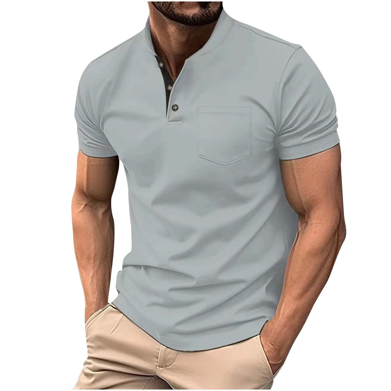WAVSUF Lapel polo Shirt for Mens Soft Pique Polos Fashionable Button ...