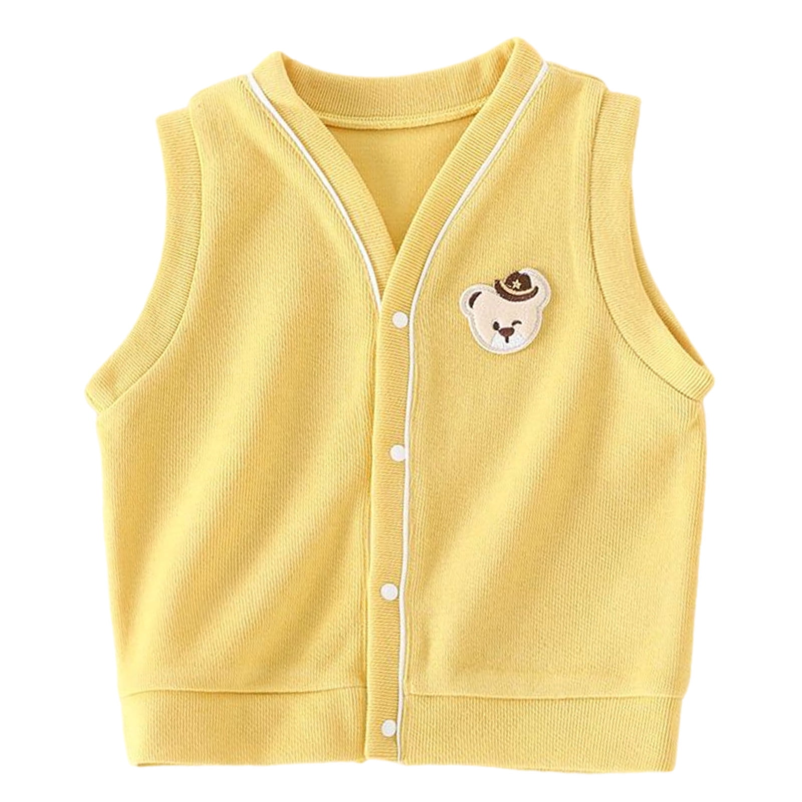 WAVSUF Little Girls Winter Sweater Jacket Plush Vest V-neck Cotton V ...