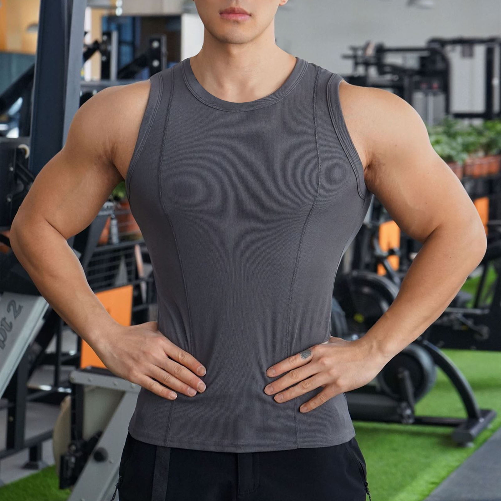 WAVSUF Men's Athletic Tank Tops, Active Fit Sleeveless Muscle Tees ...