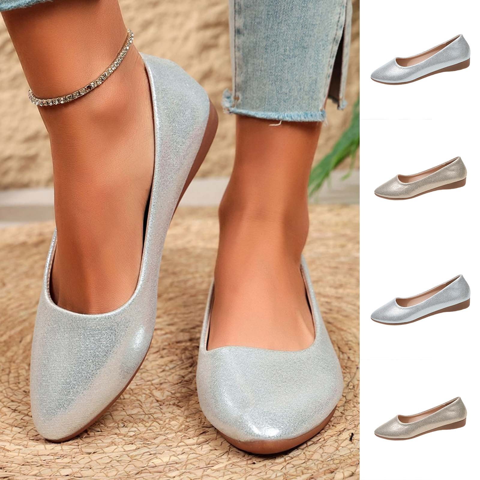 WAVSUF Womens Wide Width Shoes Slip On Anti slip Pointed Toe Casual ...