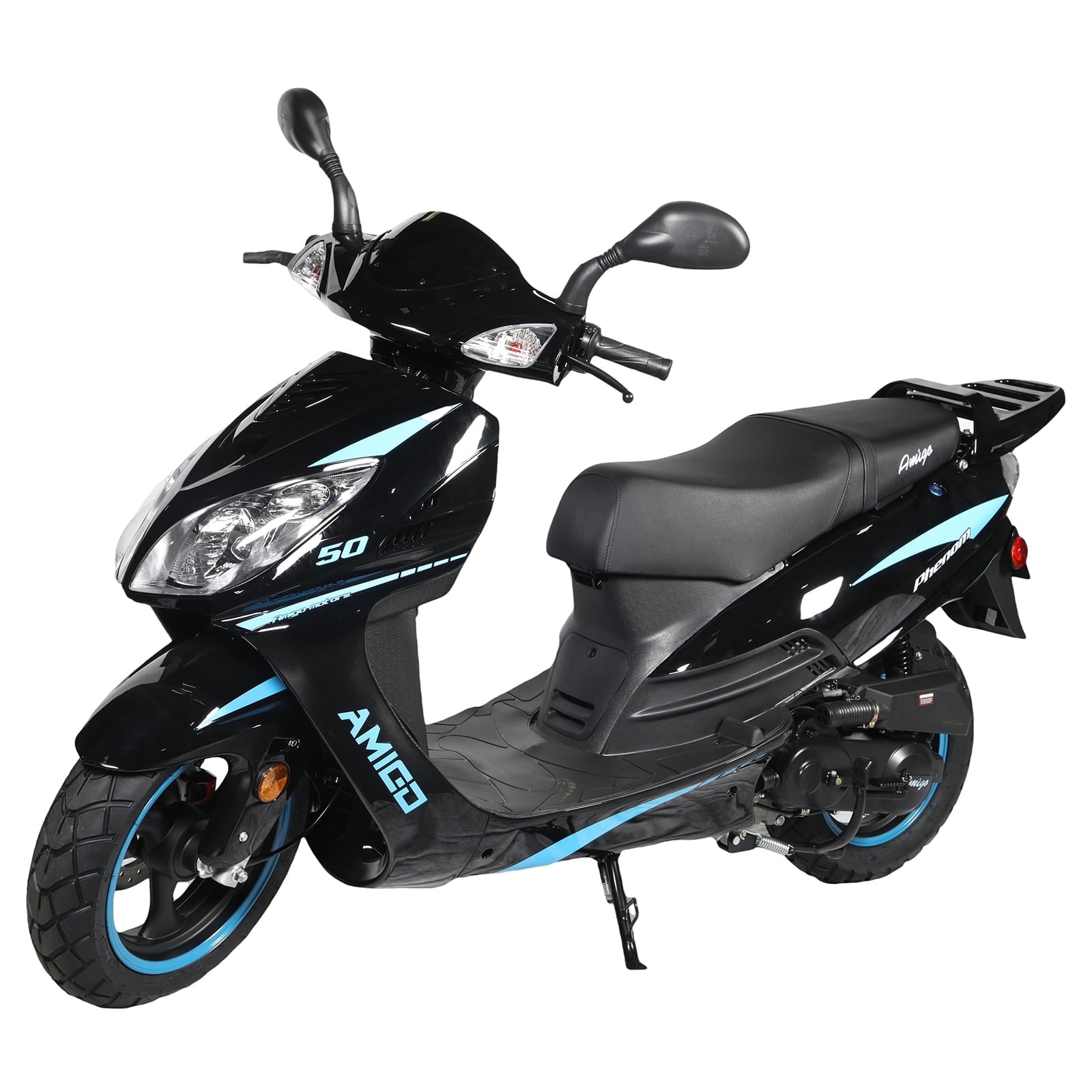 WAWA 50cc Adult Moped Gas Motorcycle with 13" Aluminum Wheels,Assembled ...